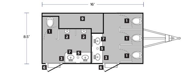 16' Mobile Restroom Trailer 16-001 | Mobile Restroom | U.S. Mobile Kitchens